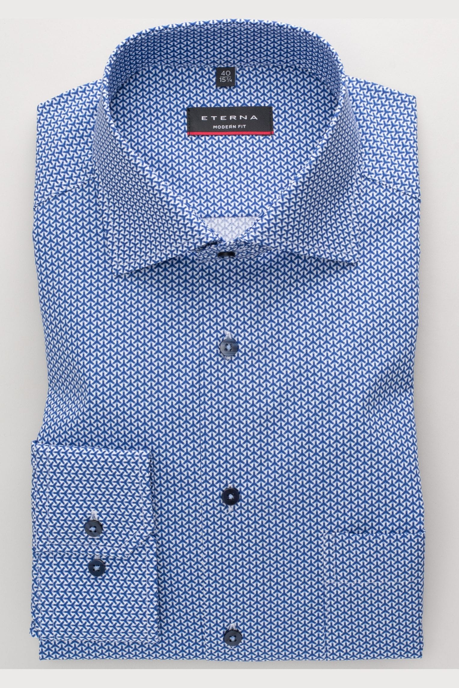 Eterna Modern Fit shirt dark blue, print | Hemden.de