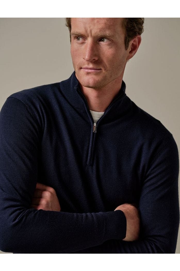 Profuomo Regular Fit pullover zip dark blue, One Colour | Hemden.de