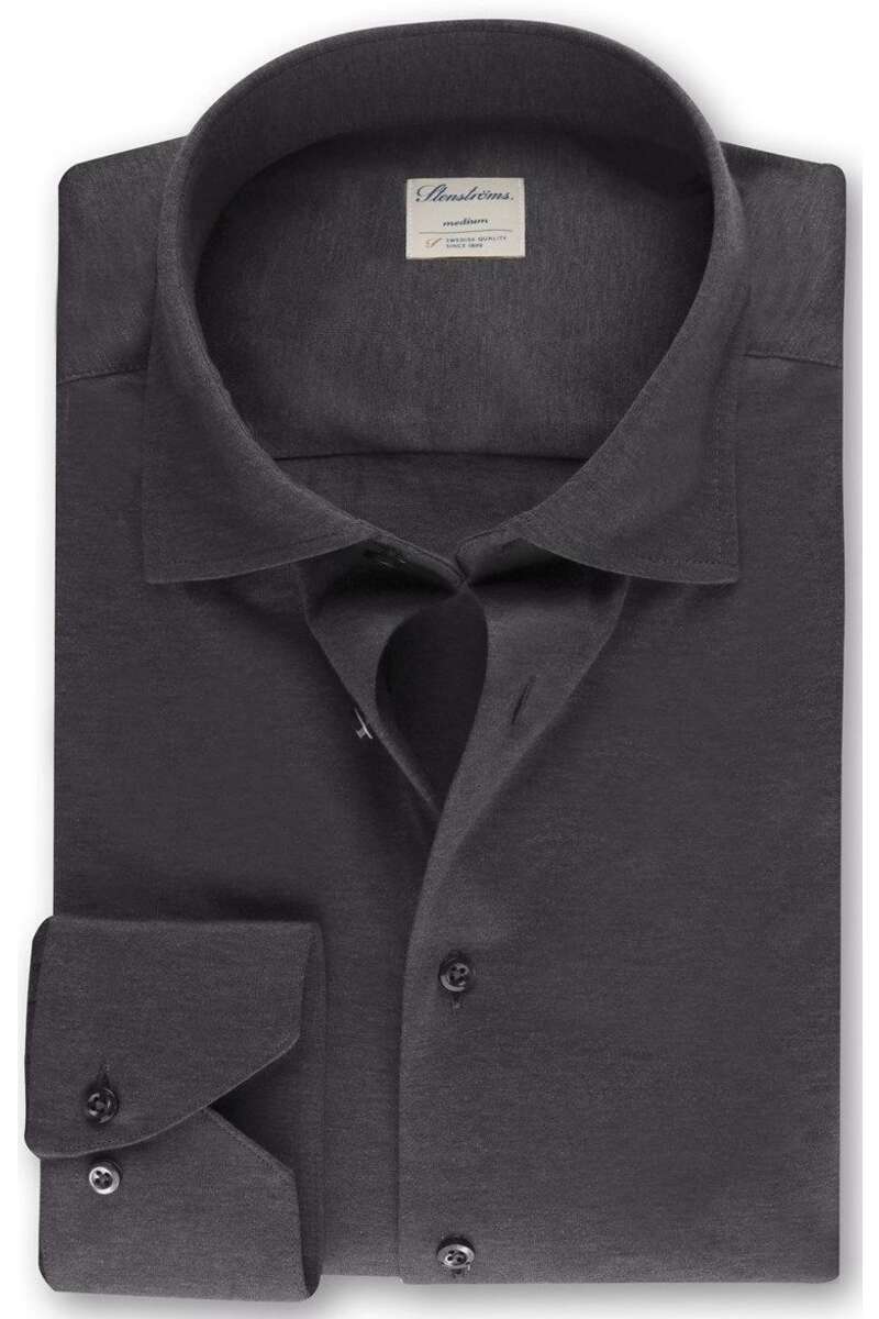 Stenströms Slimline jersey shirt dark grey, One Colour | Hemden.de