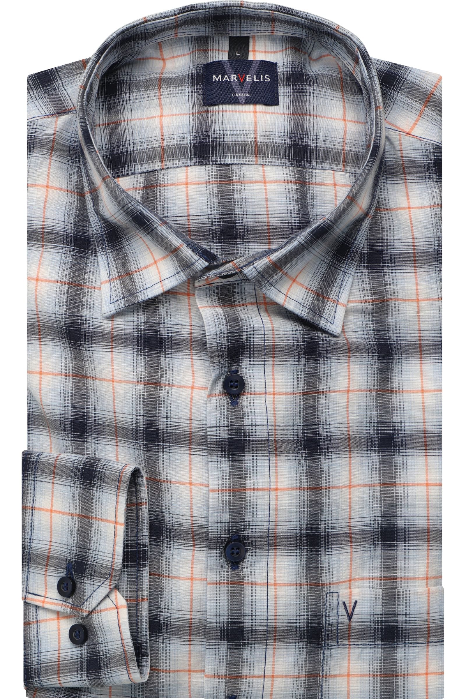 Marvelis Casual Regular Fit Tencel shirt marine, Chequered ...