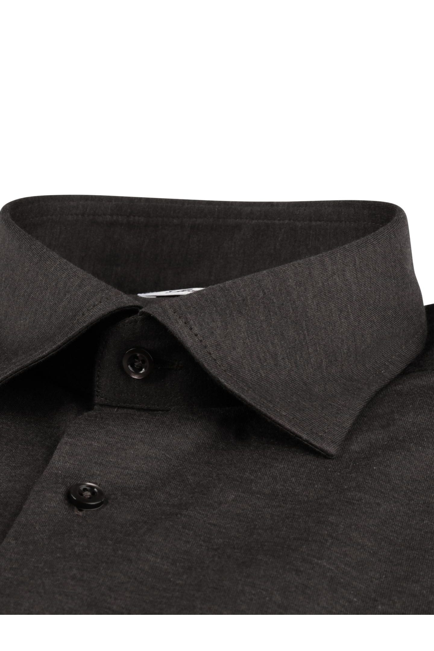 Stenströms Slimline Jersey shirt donkergrijs, Effen | Overhemden.com