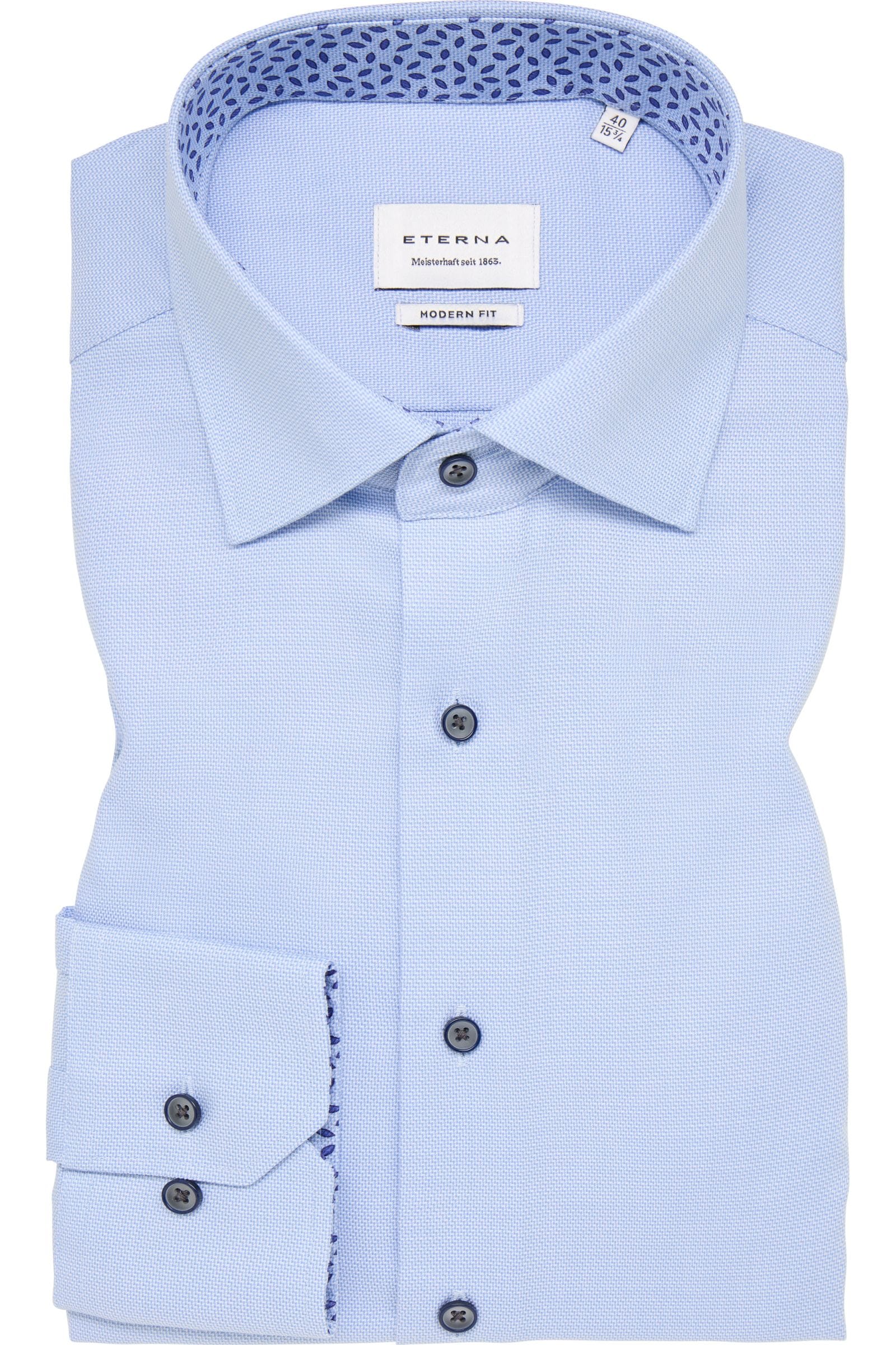 ETERNA Modern Fit Hemd mittelblau, Strukturiert (super langer Arm ...