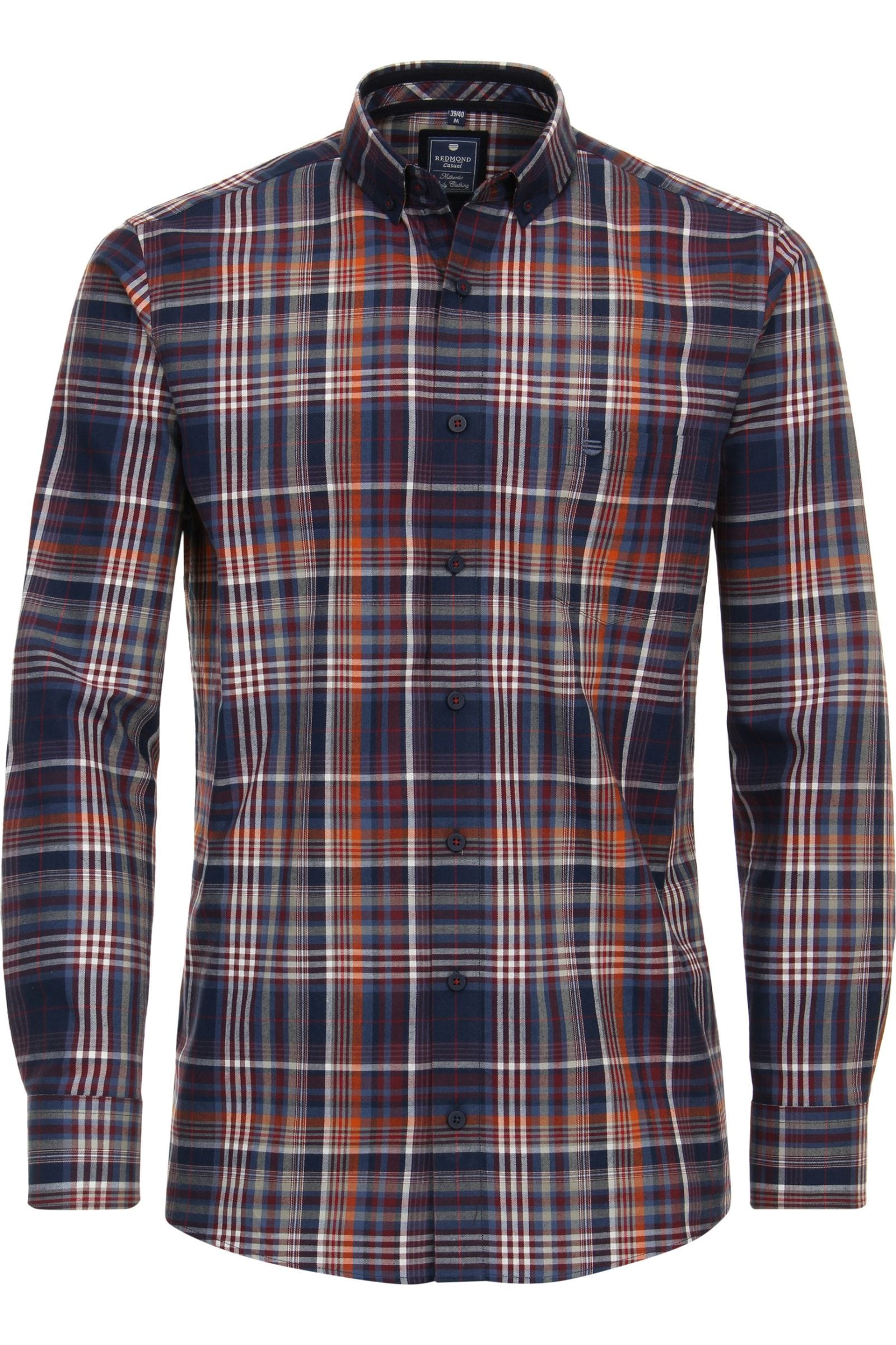 Redmond Casual Comfort Fit shirt red, Karo | Hemden.de